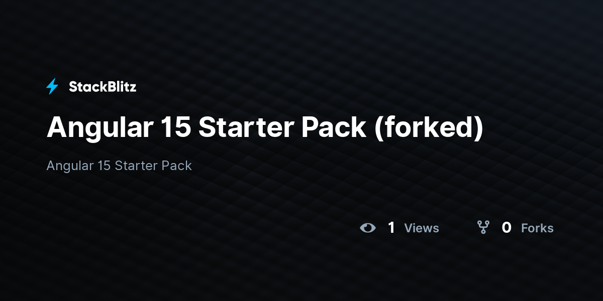 Angular 15 Starter Pack (forked) - StackBlitz