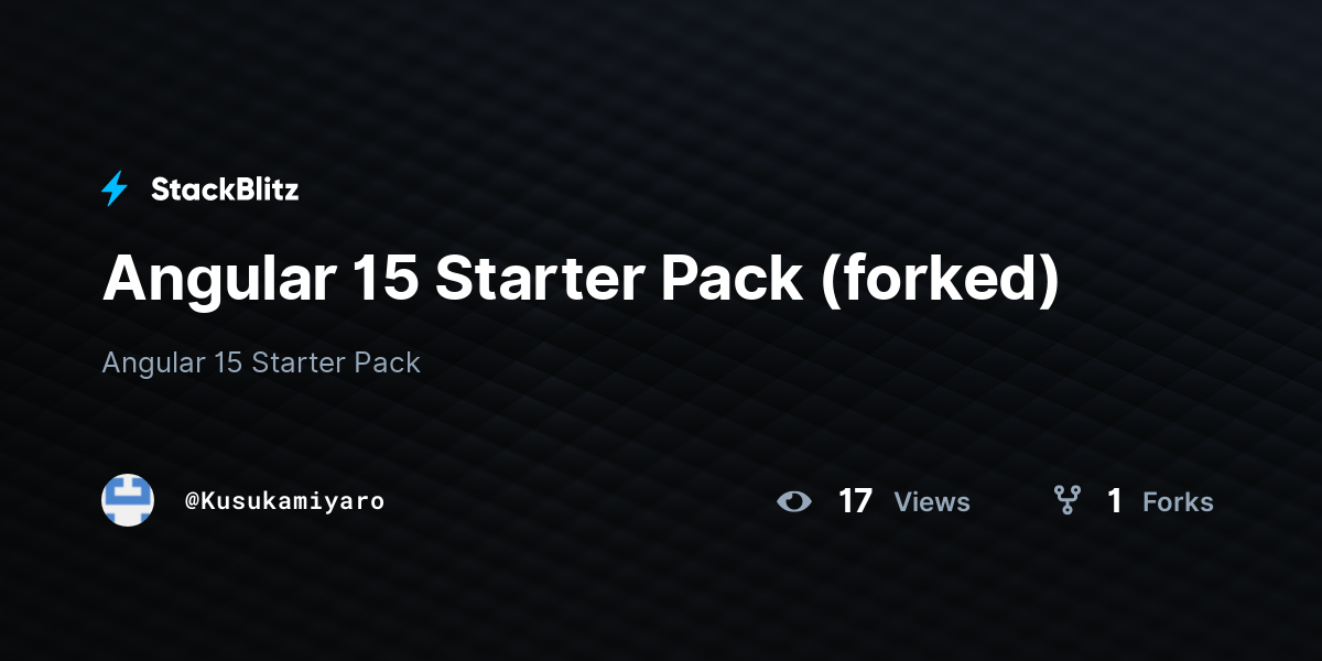Angular 15 Starter Pack (forked) - StackBlitz