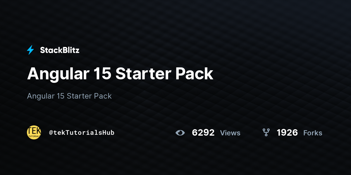 Angular 15 Starter Pack Stackblitz 