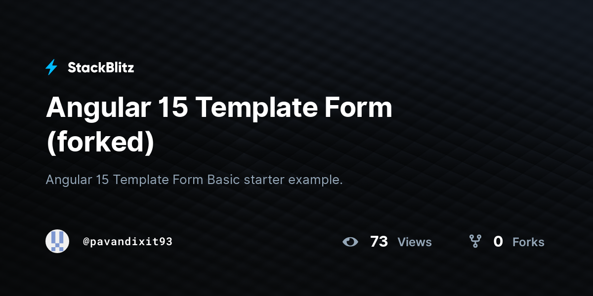 Angular 15 Template Form (forked) - StackBlitz