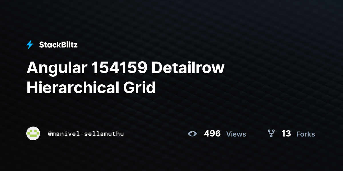 Angular 154159 Detailrow Hierarchical Grid - StackBlitz Angular 154159 Detailrow Hierarchical Grid - StackBlitz