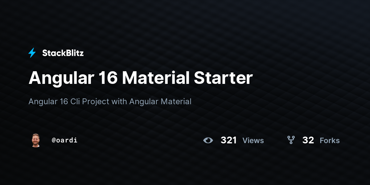 Angular 16 Material Starter - StackBlitz