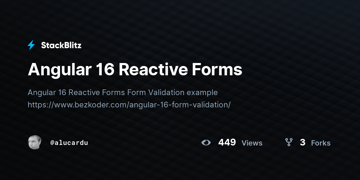 Angular 16 Reactive Forms - StackBlitz
