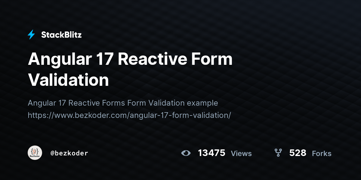 Angular 17 Reactive Form Validation - StackBlitz