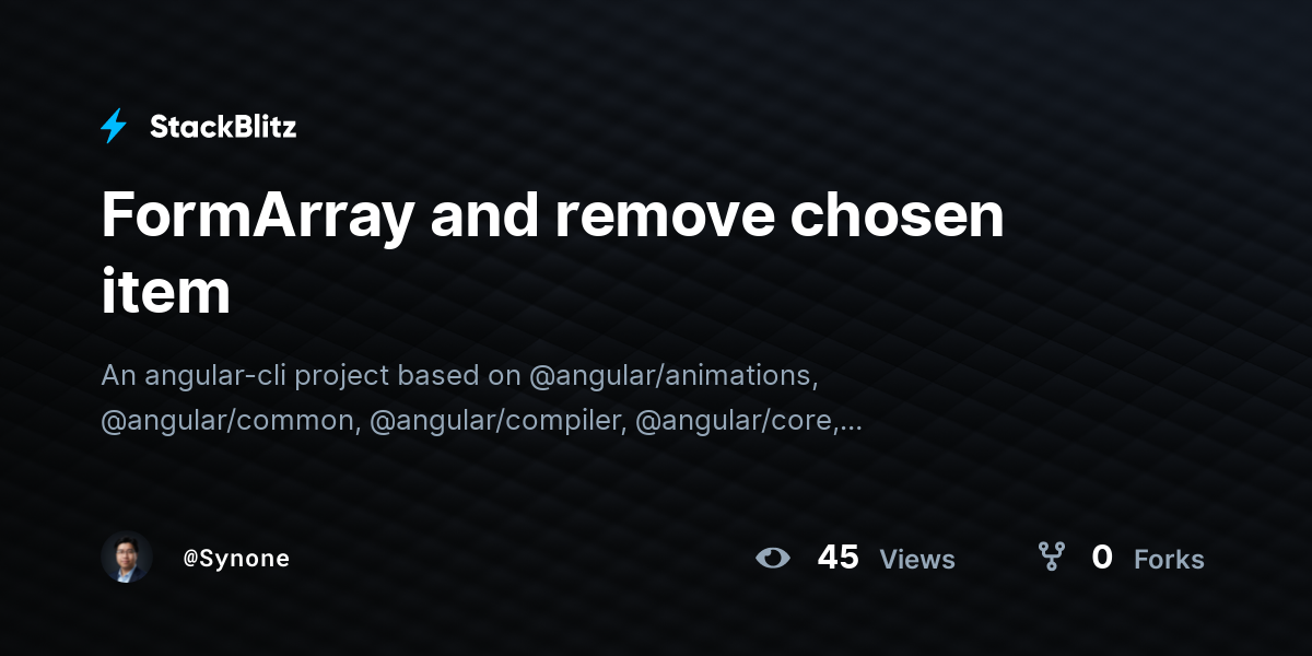 FormArray and remove chosen item - StackBlitz