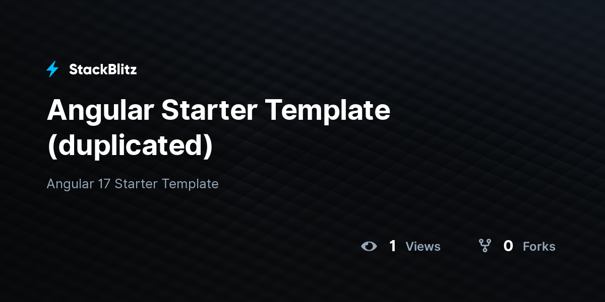 Angular Starter Template Duplicated Stackblitz
