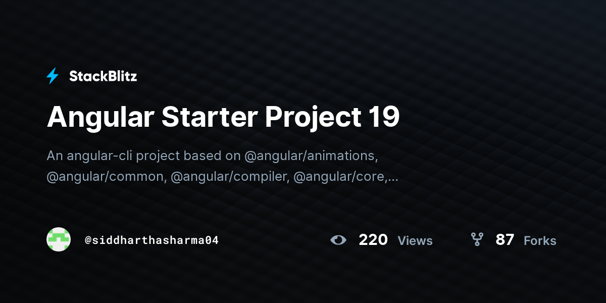 Angular Starter Project 19 Stackblitz