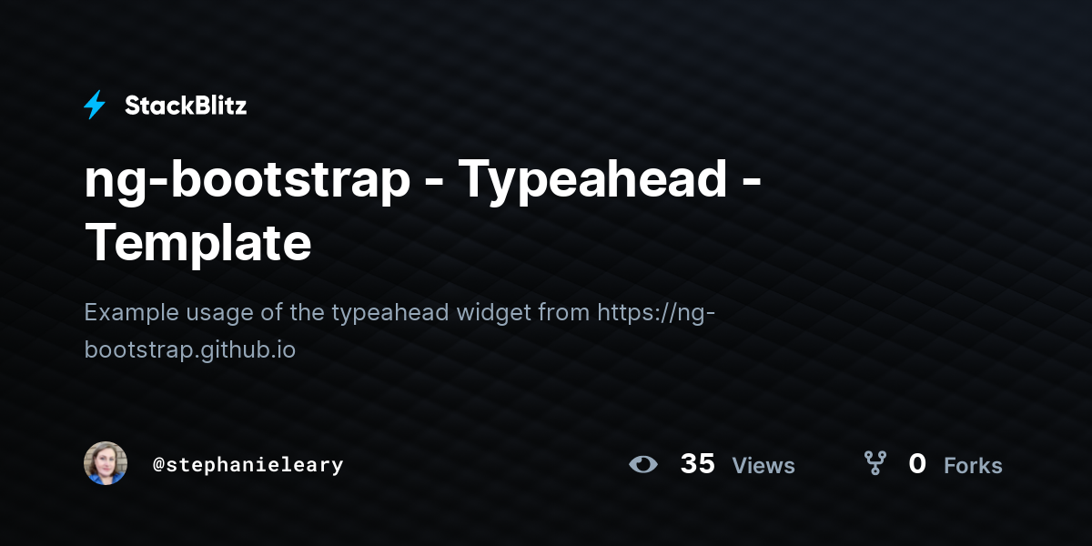 ng-bootstrap - Typeahead - Template - StackBlitz