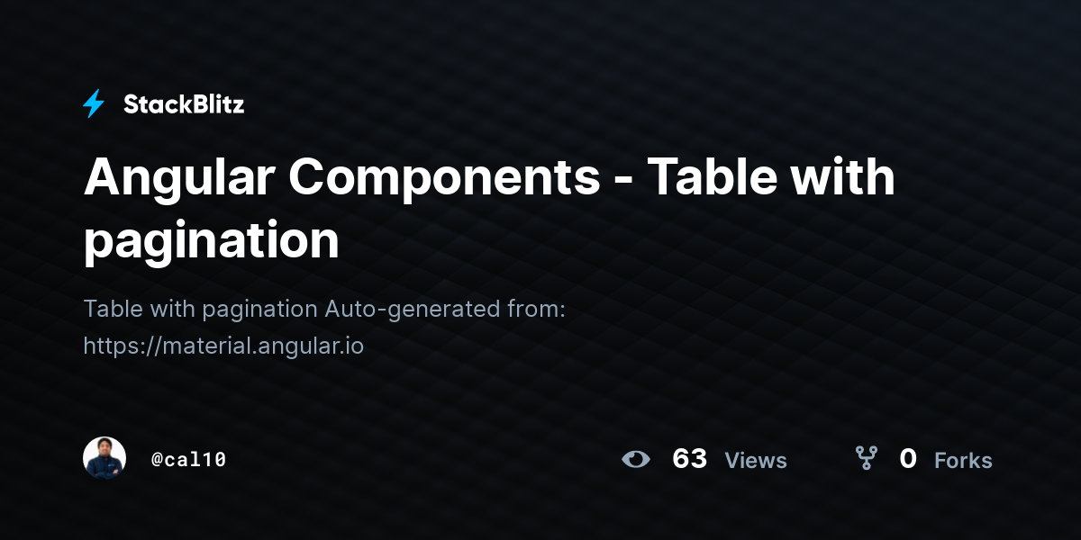 Angular Components - Table with pagination - StackBlitz