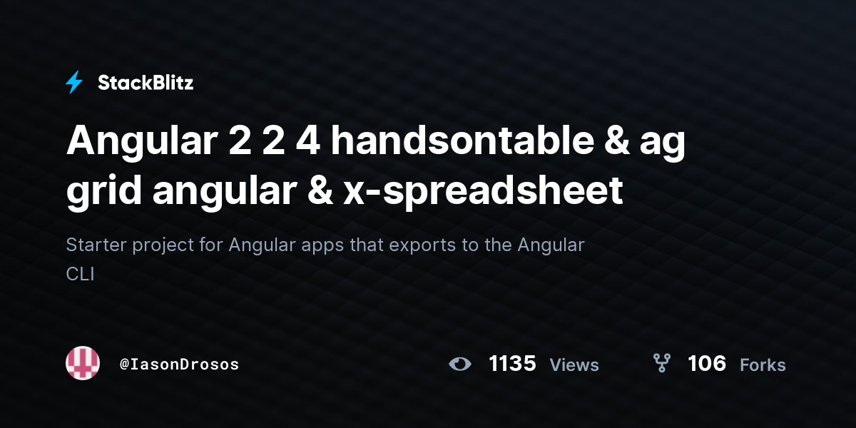 Angular 2 2 4 handsontable & ag grid angular & x-spreadsheet - StackBlitz