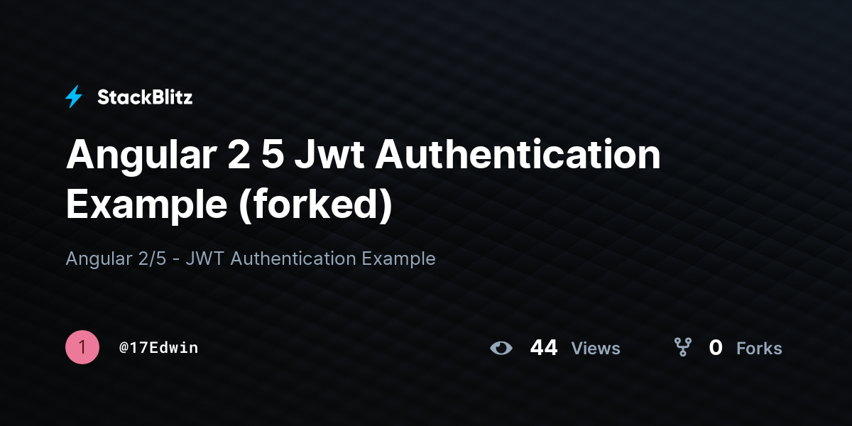 Angular 2 5 Jwt Authentication Example (forked) - StackBlitz
