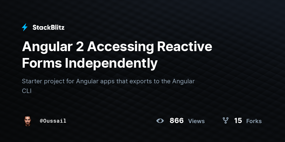 Angular 2 Accessing Reactive Forms Independently - StackBlitz