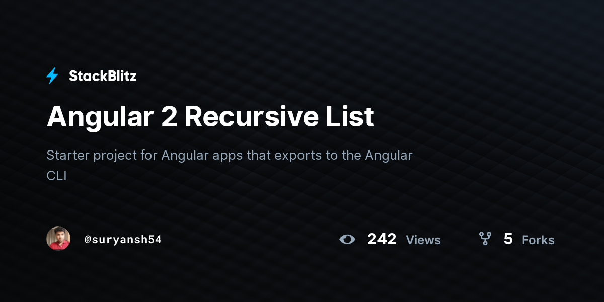 Angular 2 Recursive List - StackBlitz