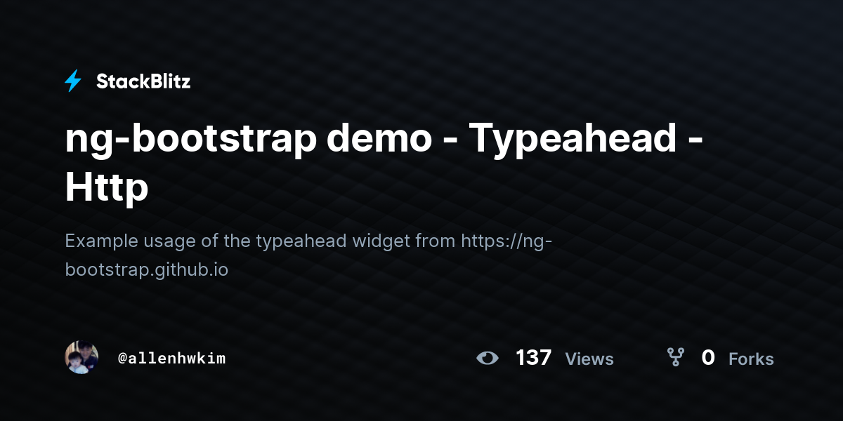 Ng Bootstrap Demo Typeahead Http Stackblitz