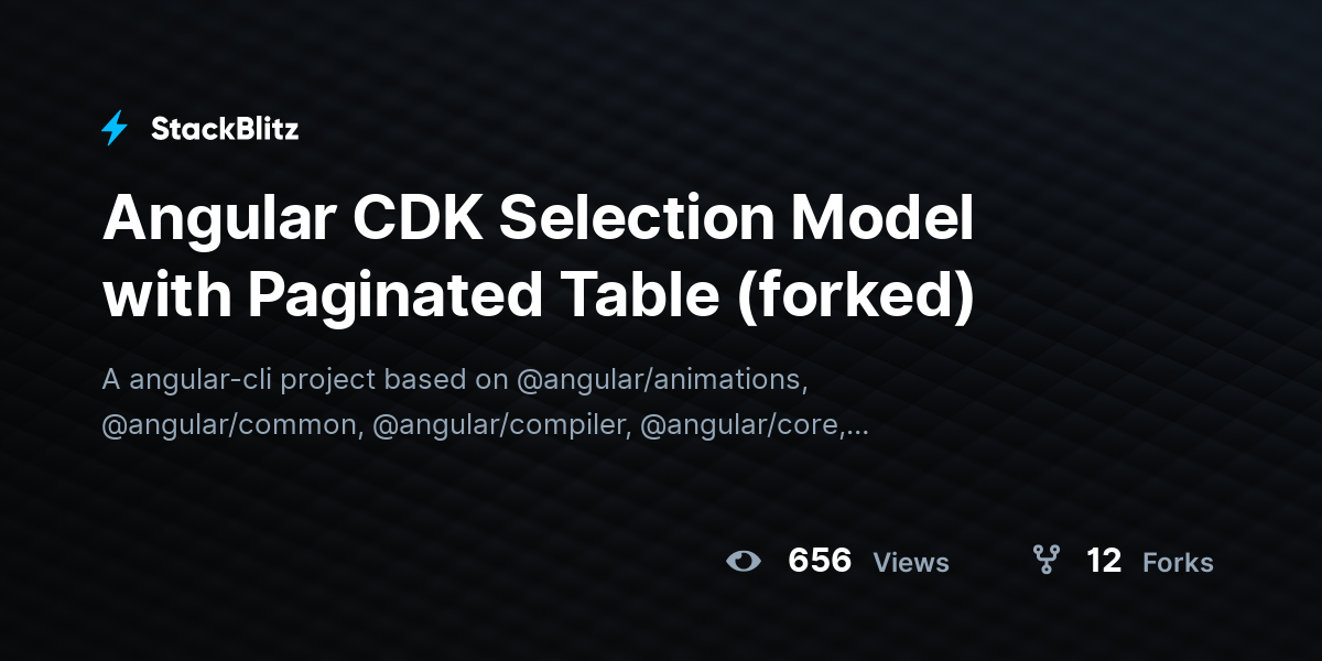 Angular CDK Selection Model with Paginated Table (forked) - StackBlitz