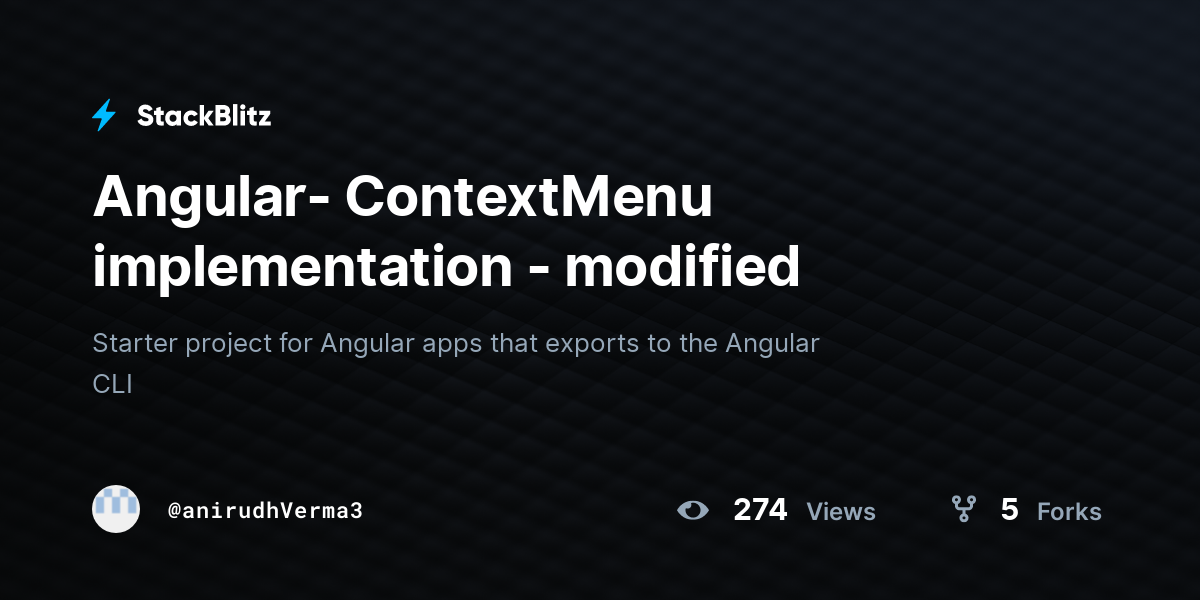 Angular Contextmenu Implementation Modified Stackblitz