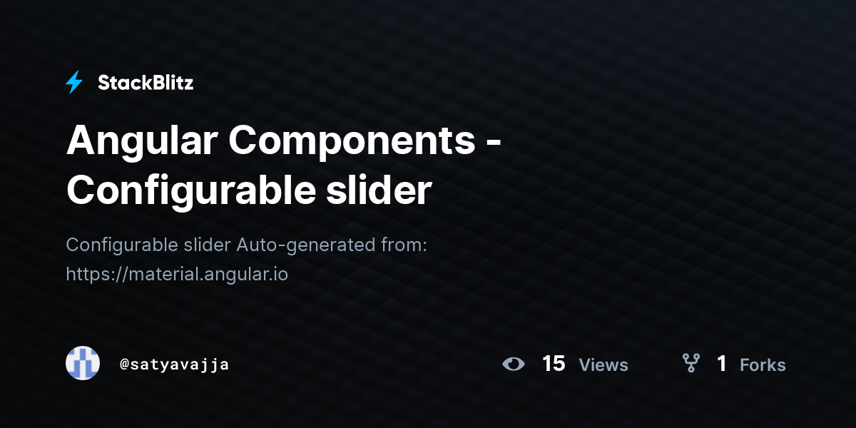 Angular Components - Configurable slider - StackBlitz