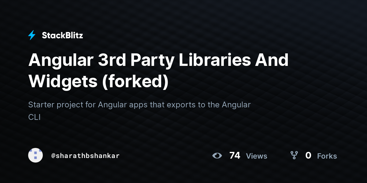 Angular 3rd Party Libraries And Widgets (forked) - StackBlitz Angular 3rd Party Libraries And Widgets (forked) - StackBlitz
