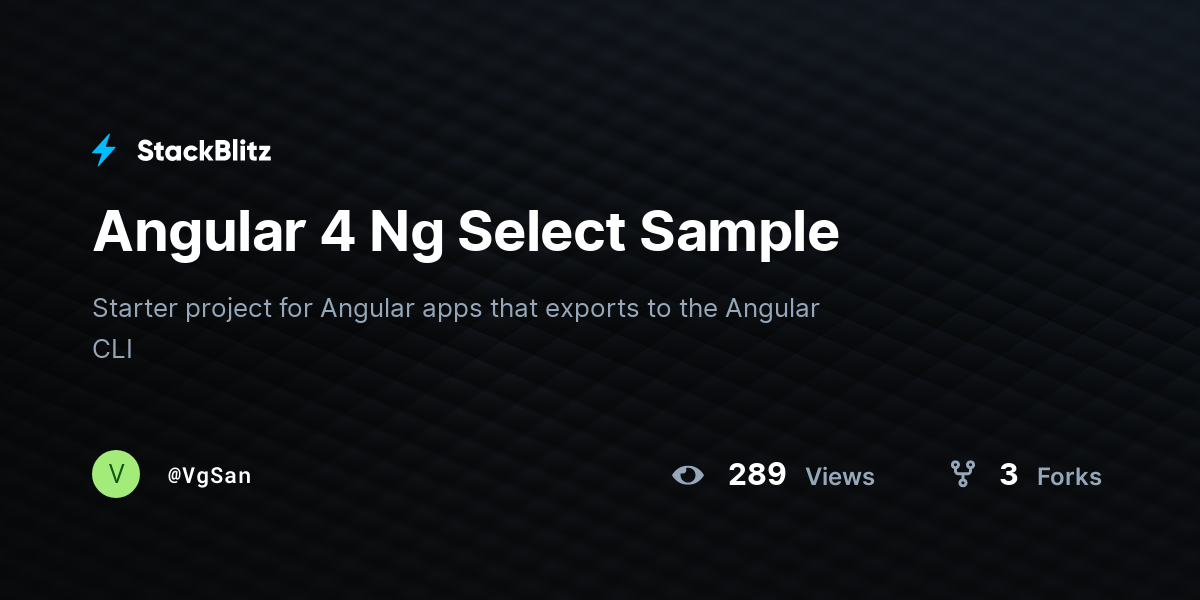 Angular 4 Ng Select Sample - StackBlitz