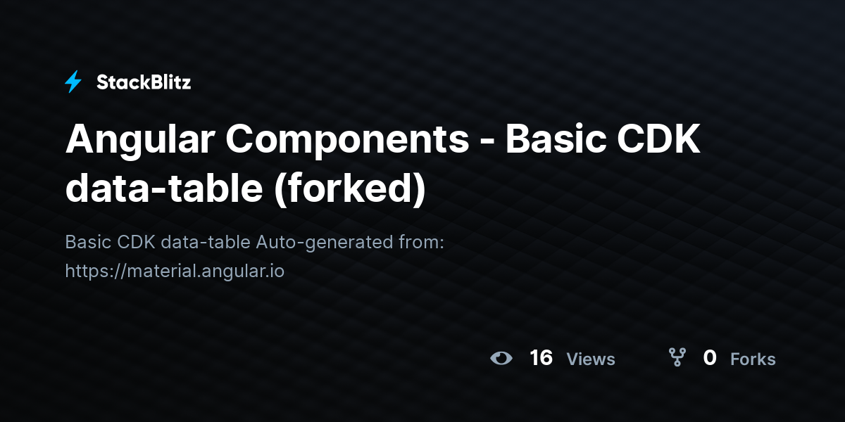 Angular Components - Basic CDK data-table (forked) - StackBlitz