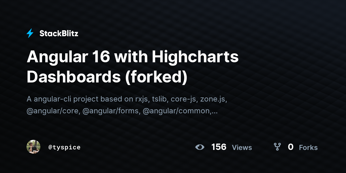 Angular 16 with Highcharts Dashboards (forked) - StackBlitz