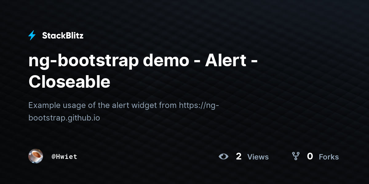 ng-bootstrap demo - Alert - Closeable - StackBlitz