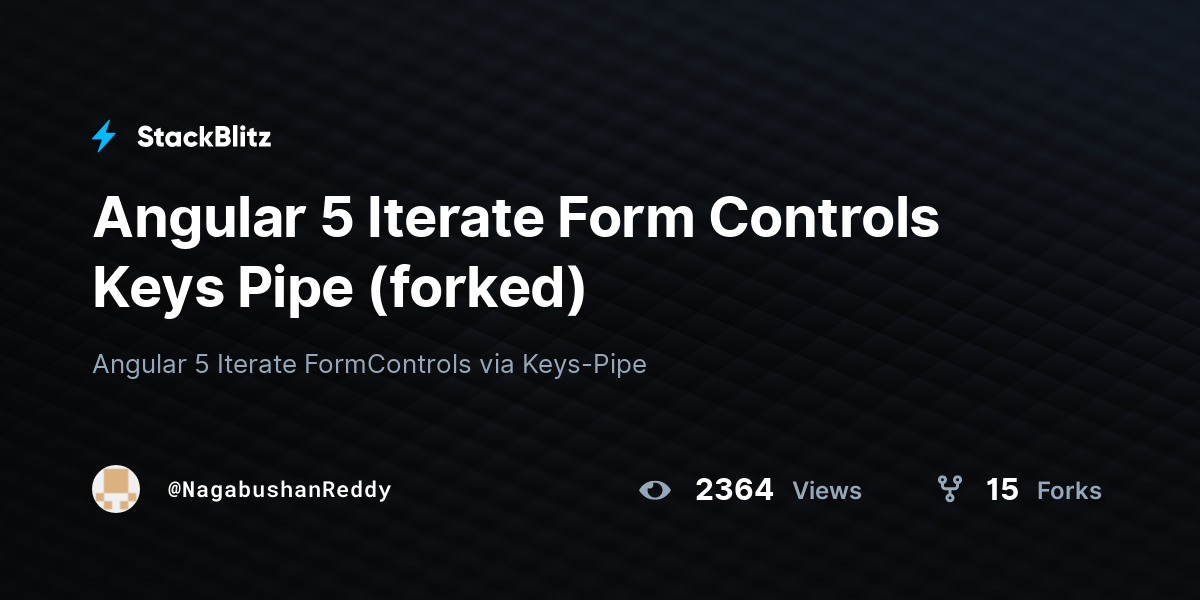 Angular 5 Iterate Form Controls Keys Pipe (forked) - StackBlitz