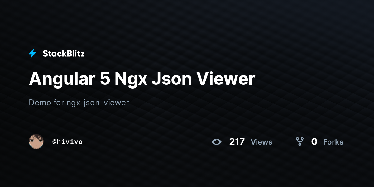 Angular 5 Ngx Json Viewer - StackBlitz