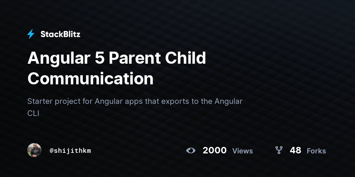 Angular 5 Parent Child Communication - StackBlitz