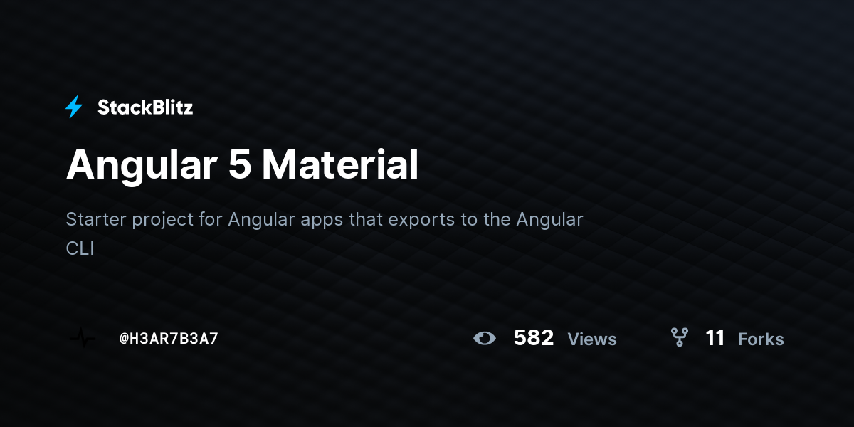 Angular 5 Material - StackBlitz