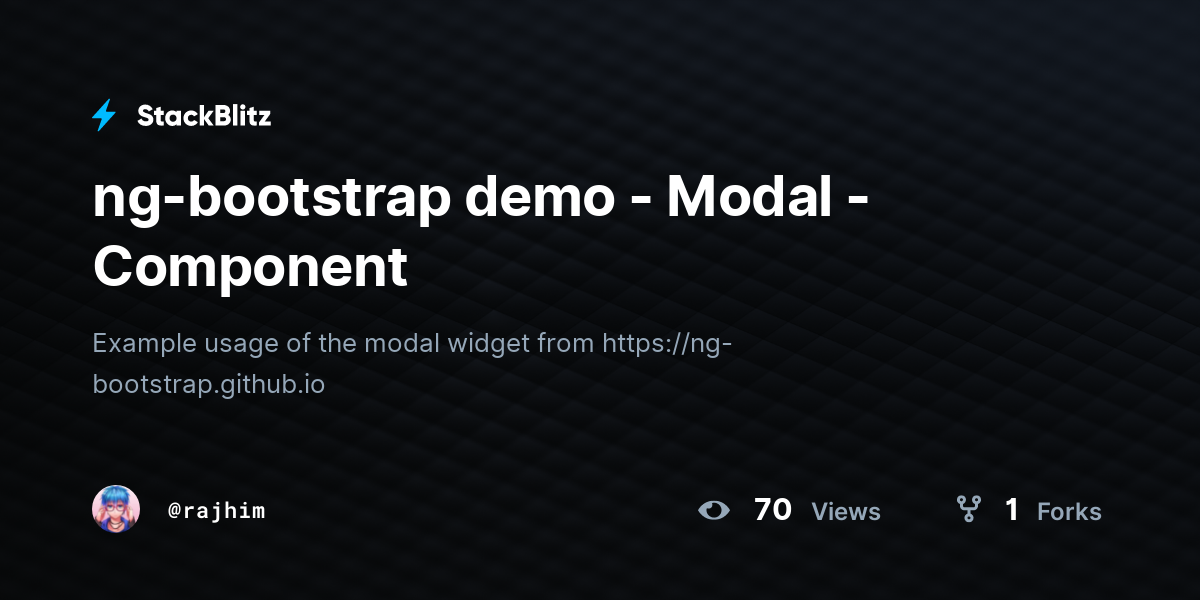 ng-bootstrap demo - Modal - Component - StackBlitz