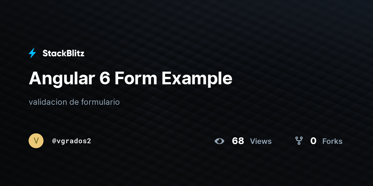 Angular 6 Form Example - StackBlitz