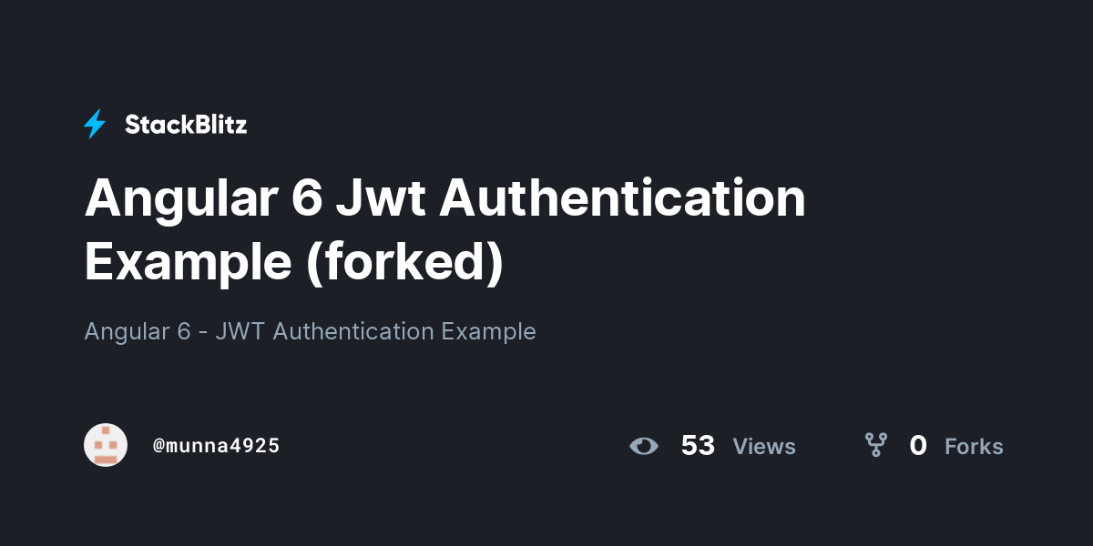 Angular 6 Jwt Authentication Example (forked) - StackBlitz Angular 6 Jwt Authentication Example (forked) - StackBlitz