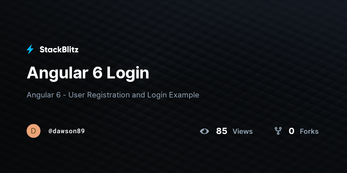 Angular 6 Login - StackBlitz