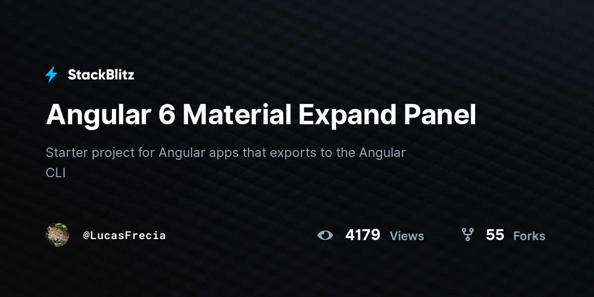Angular 6 Material Expand Panel - StackBlitz