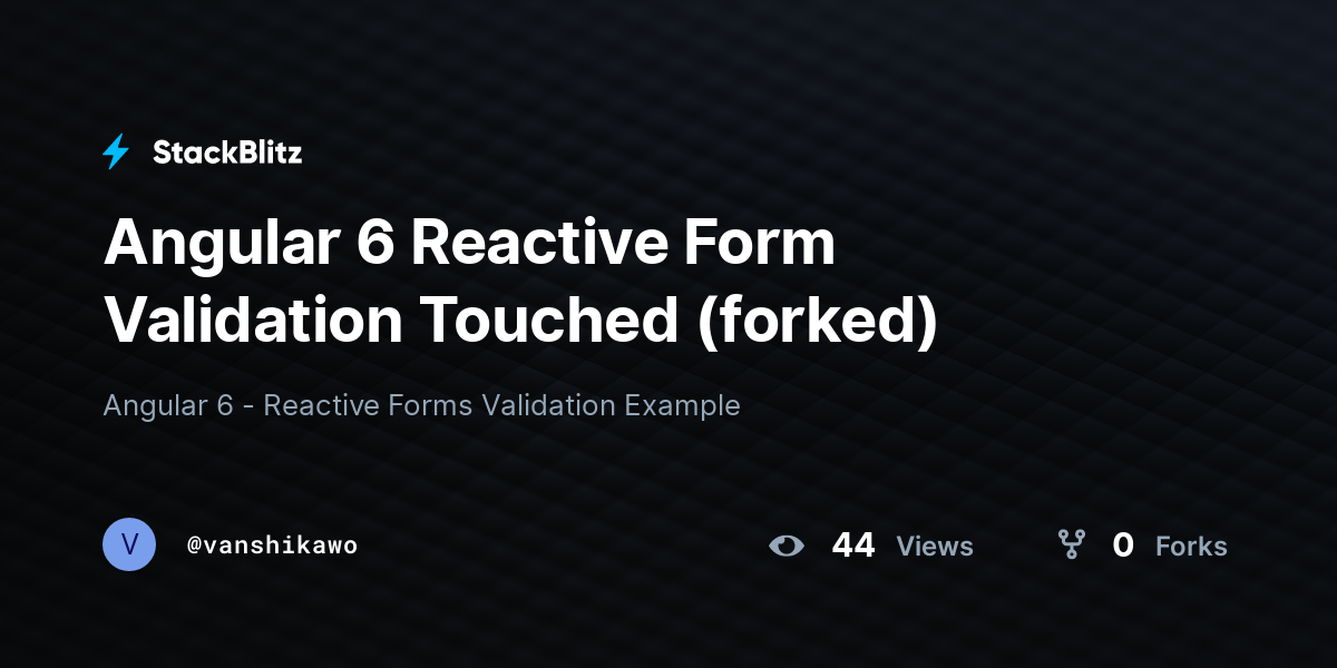 Angular 6 Reactive Form Validation Touched forked StackBlitz