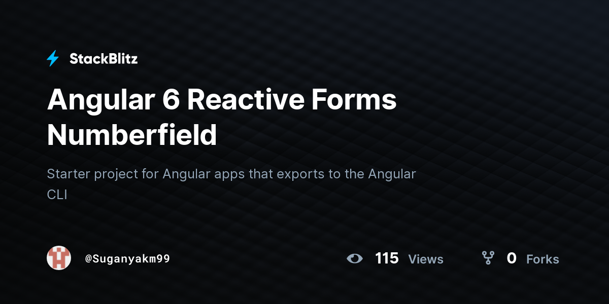 Angular 6 Reactive Forms Numberfield - StackBlitz