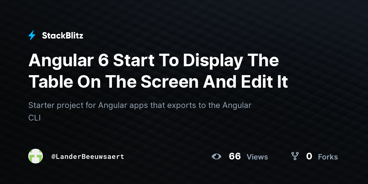 Angular 6 Start To Display The Table On The Screen And Edit It - StackBlitz Angular 6 Start To Display The Table On The Screen And Edit It - StackBlitz