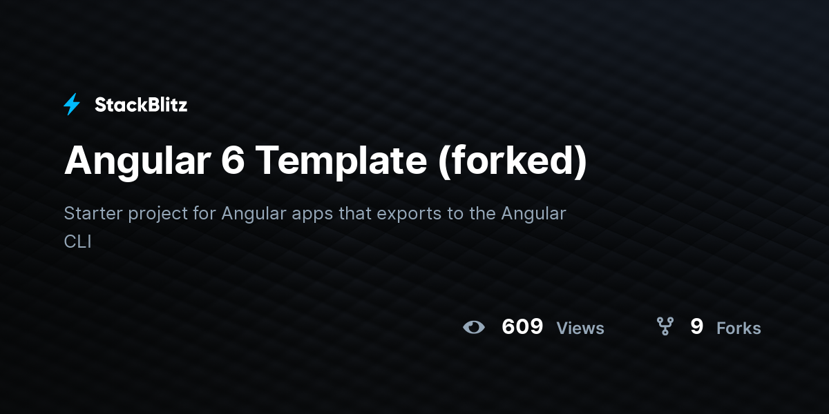 Angular 6 Template Forked Stackblitz 