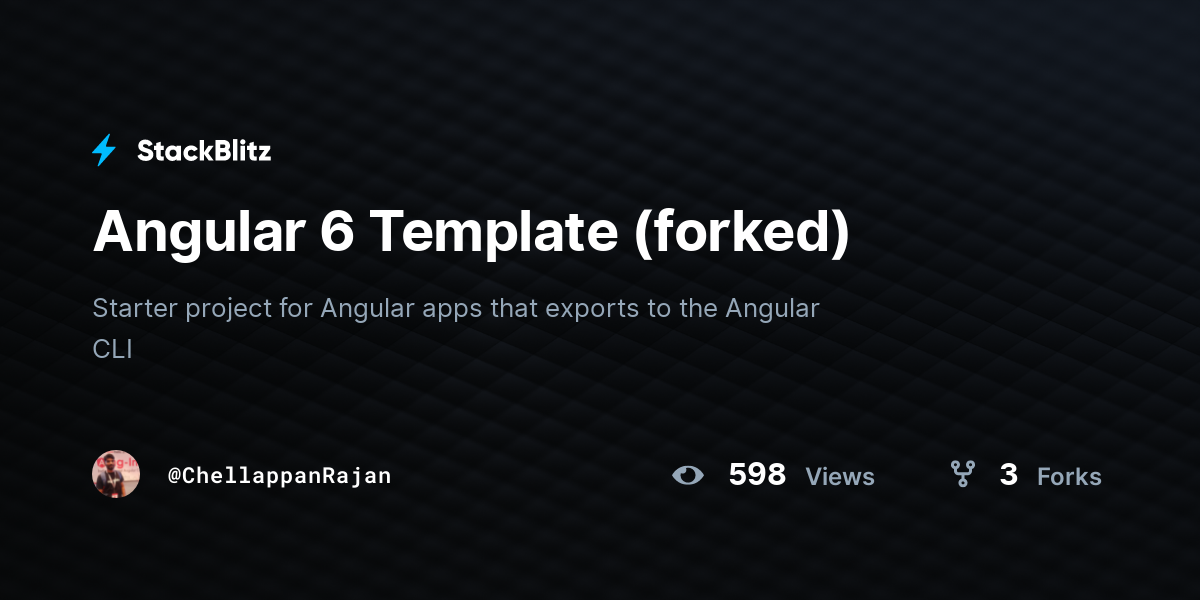 Angular 6 Template (forked) - StackBlitz