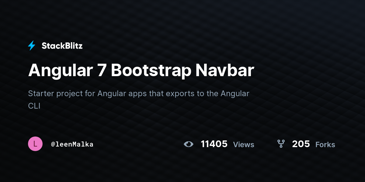 Angular 7 Bootstrap Navbar Stackblitz
