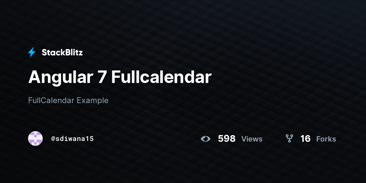 Angular 7 Fullcalendar - StackBlitz