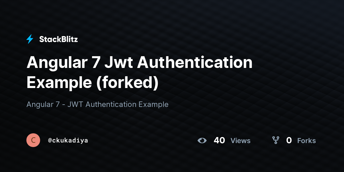 Angular 7 Jwt Authentication Example Forked Stackblitz