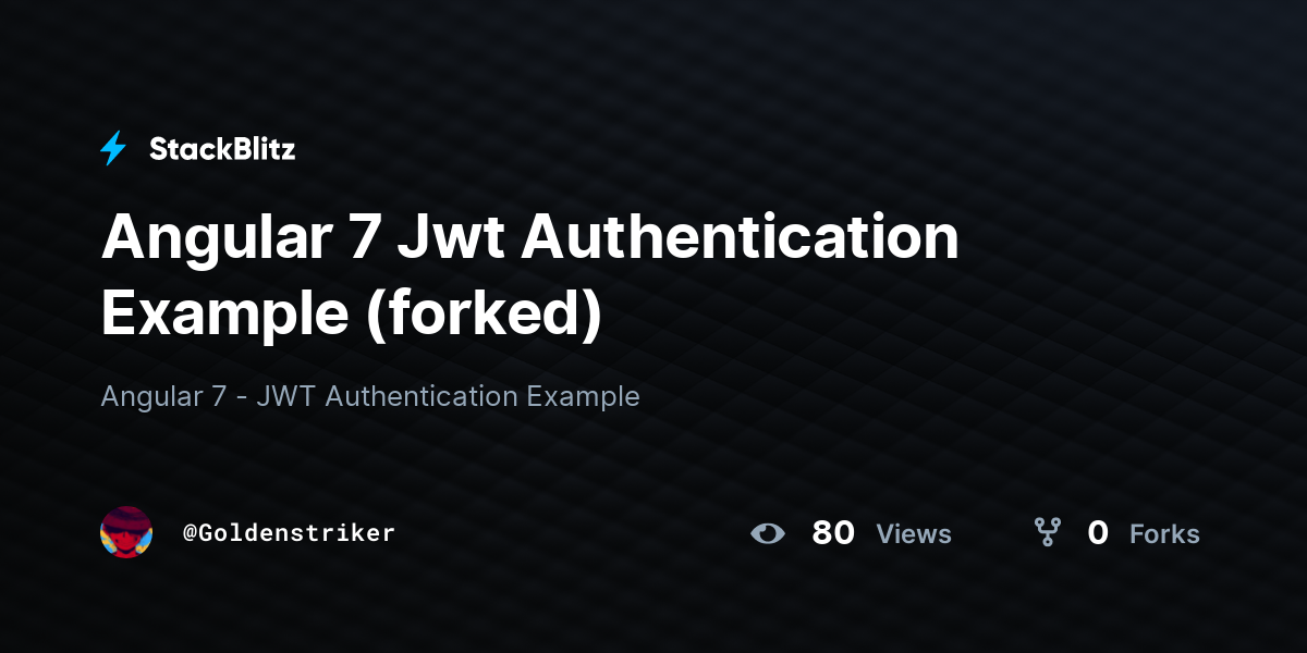 Angular 7 Jwt Authentication Example (forked) - StackBlitz