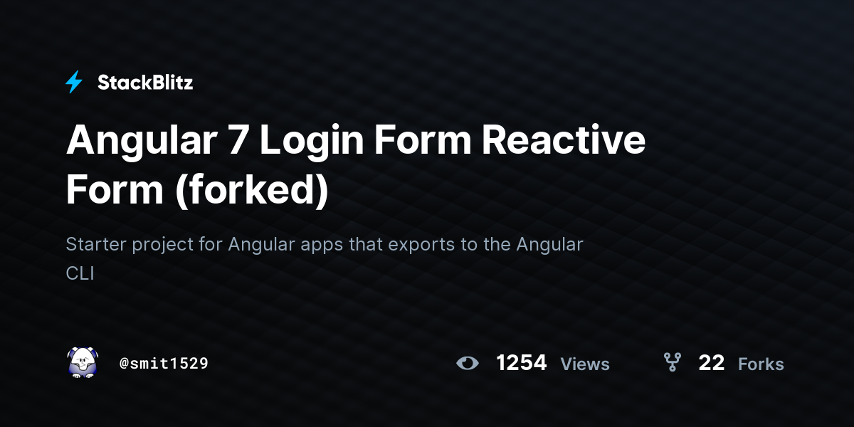 Angular 7 Login Form Reactive Form Forked Stackblitz 