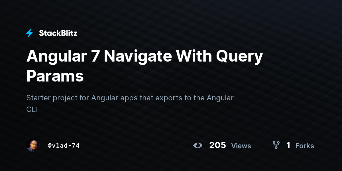 Angular 7 Navigate With Query Params Stackblitz