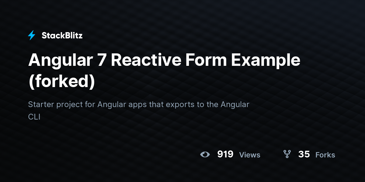 Angular 7 Reactive Form Example (forked) - StackBlitz