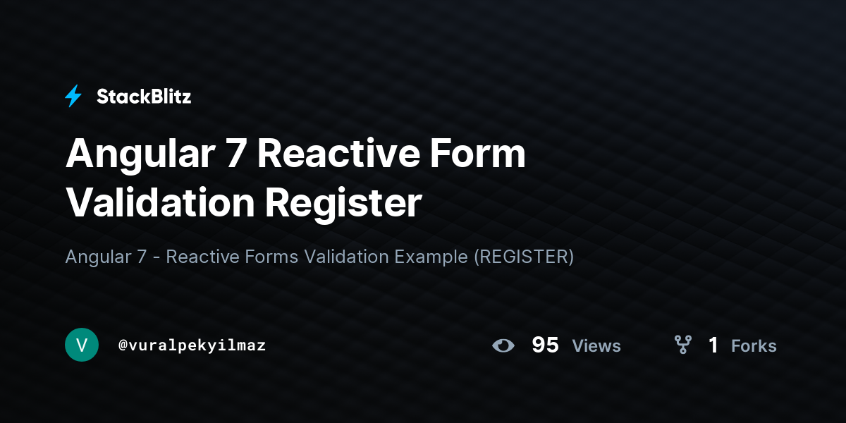 Angular 7 Reactive Form Validation Register Stackblitz