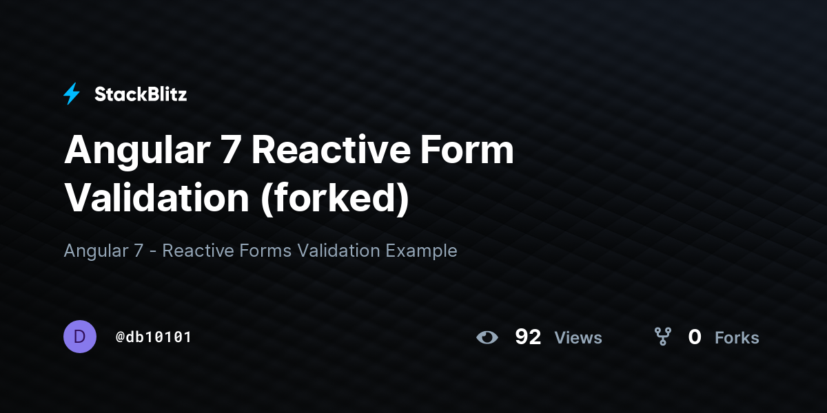Angular 7 Reactive Form Validation Forked Stackblitz 7758