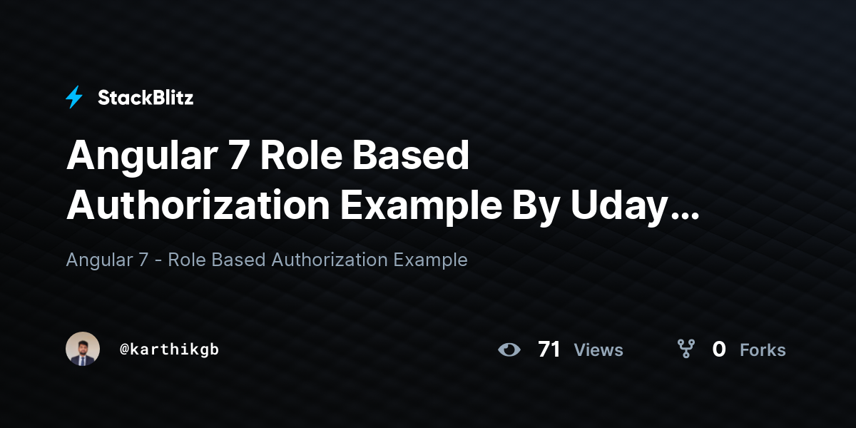 Angular 7 Role Based Authorization Example By Uday (forked) - StackBlitz